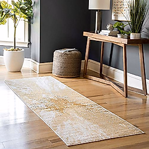 nuLOOM Cyn Abstract Runner Rug, 2' 8" x 8', Gold