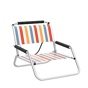 2 Pack of Neso Lightweight Water Resistant Beach Chairs with Shoulder Strap and Slip Pocket - Folds Thin (Vintage Stripes)
