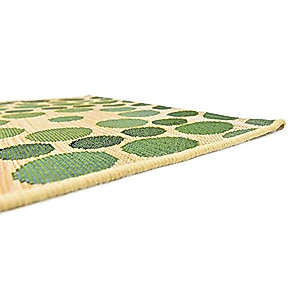 Unique Loom Outdoor Modern Collection Area Rug - Spark (2' x 6' 1" Runner, Beige/ Burgundy)