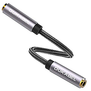 DUKABEL 3.5mm Female to Female Adapter Cable 4-Pole TRRS Female Coupler AUX Extension Cable [OFC Lossless Audio & Crystal-Nylon Braided] Aux Connector Stereo Jack Cable - TopSeries (6 inch / 15cm)