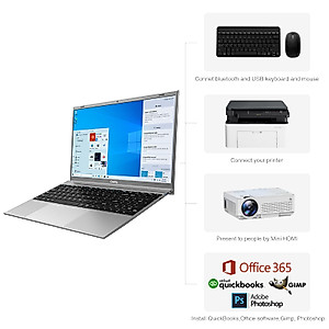 Coolby 2023 Windows 11 Laptop, 15.6 inch 1920x1080 IPS Display, 12GB DDR4 RAM / 256GB SSD Laptop Computers, Intel J4125 Quad-Core Processor Notebook PC, Support 2.4G/5G Hz WiFi, BT, Full Size Keyboard