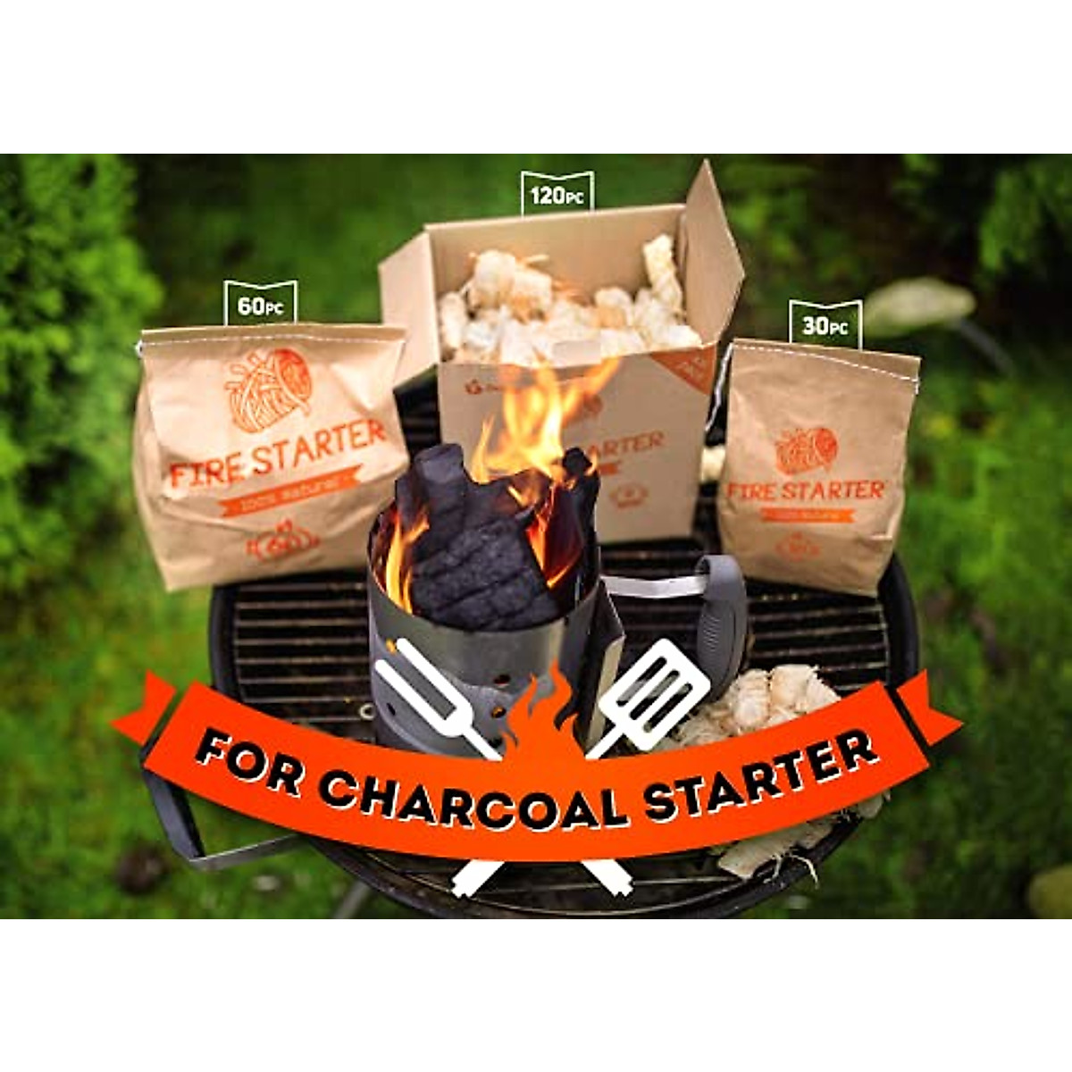 Zorestar Fire Starters Kit for Campfires - Firewood Starter for Outdoor Fire Pit - Chimney/BBQ Charcoal Starter - Camping Fire Starter Accessories - Eco Firelighters for Indoor and Outdoor Use