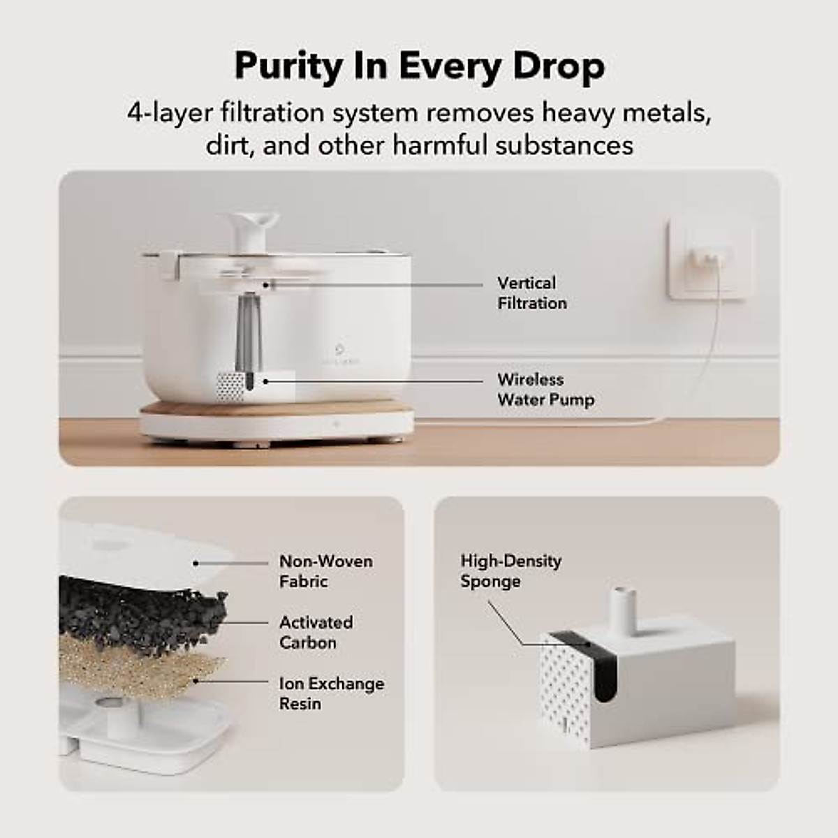 PETLIBRO Replacement Wireless Pump for Cat Water Fountain PLWF005/PLWF115/PLWF105, Cleaning, Super Quiet Pump for Pet Water Fountain Dog Water Dispenser,White