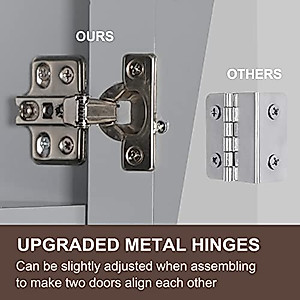 MUPATER Oversized Bathroom Medicine Cabinet Wall Mounted Storage with Mirrors, Hanging Bathroom Wall Cabinet Organizer with Two Adjustable Shelves and Three Open Compartments, Grey