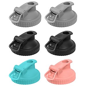 6 Pack Wide Mouth Ma-son Jar Lids 86mm Ma-son Jar Flip Top Lids Reusable Plastic Leak-proof Airtight Seal Ma-son Jar Pour Spout Pitcher Lids (Jars Not Included)