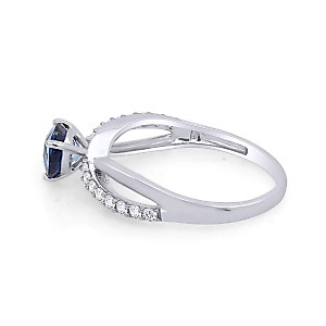 AFFY 1 1/4 Carat Simulated Tanzanite & White Sapphire Infinity Ring Jewelry Gift for Women in 14k White Gold Plated Brass (White Color, Clarity, VVS1-VVS2, 1.25 Cttw) - 10