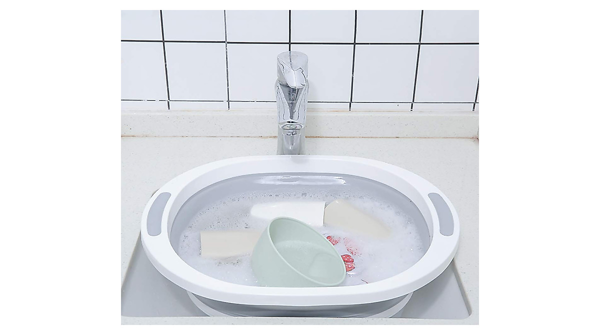 Ahyuan Collapsible Dish Pan & Chopping Board Combo - Portable 10L Basin