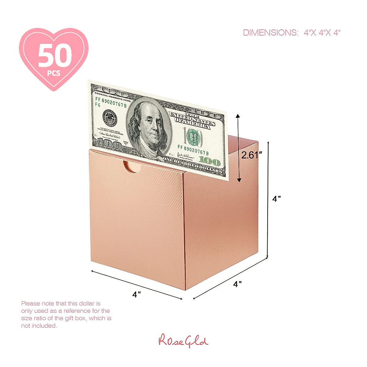 ROSEGLD 10 Gift Boxes 9.5x6.5x4 Inches, Gift Boxes with Lids, Rose Gold Gift Boxes, Bridesmaid Proposal Boxes for Light Weight Gifts (Glossy Rose Gold with Grass Texture)