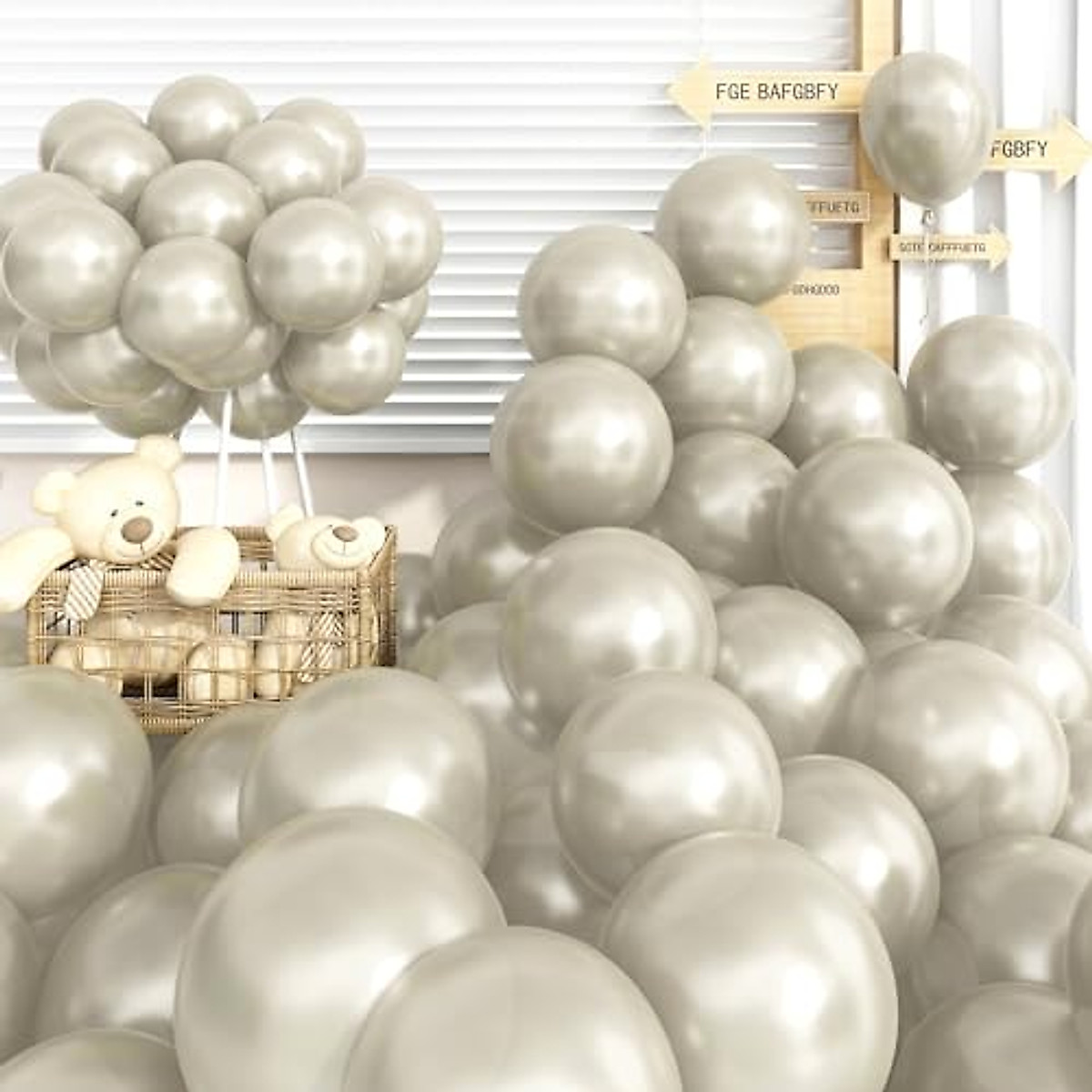Pearl White Sand Balloons 12 Inch, 60 PCS Beige Cream Off White Pearl Balloons, Boho Neutral Nude Tan Latex Helium Party Balloon for Garland Birthday Wedding Baby Shower Anniversary Party Decorations