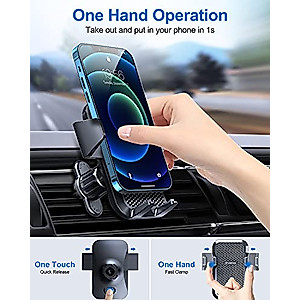 vanva 【 Military-Grade Universal Air Vent Car Mount, 【 Big Phones & Thick Case Friendly 】 Cell Phone Holder for Car Hands Free Clamp Cradle Vehicle Compatible with All Apple iPhone