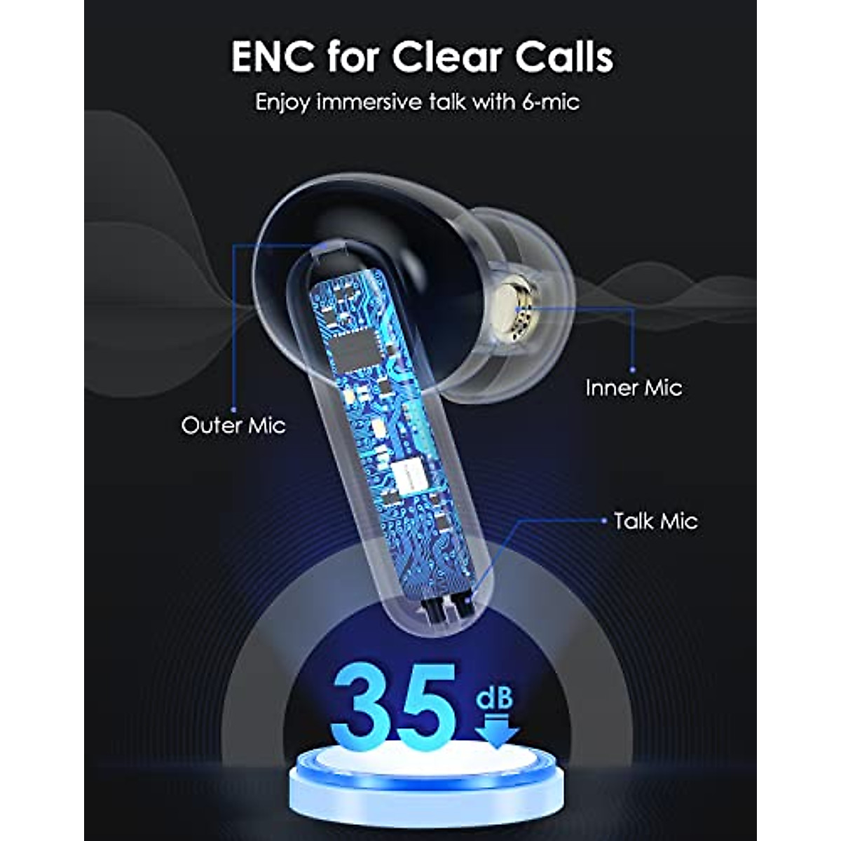 LENTION T2 Hybrid Active Noise Cancelling True Wireless Earbuds, in-Ear Bluetooth Headphones, Immersive Sound Premium Deep Bass Black Bluetooth Earbuds, IPX4 Waterproof Bluetooth 5.1 Earphones