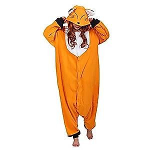 WOTOGOLD Animal Cosplay Costume Fox Unisex Adult Pajamas Dark ,Large,Dark Yellow Fox