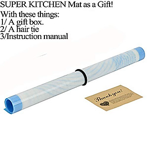 Nonstick Silicone Pastry Mat Extra Large with Measurements 28''By 20'' for Silicone Baking Mat, Counter Mat, Dough Rolling Mat,Fondant/Pie Crust Mat By Folksy Super Kitchen (20×28, Blue)