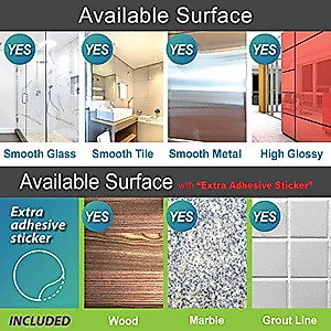 Bath Beyond Shower Head Holder - Flexible Shower Head Holder Adjustable Vacuum Suction Cup Shower Head Wall Mount Holder for Hand Held Shower Head (Adhesive Sticker Provided) (Chrome)