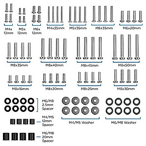Mount-It! TV Mounting Hardware Kit, Universal VESA Wall Mount Screw, Washer, Spacer Pack (M4 M5 M6 M8) for TV and Monitor Mounting
