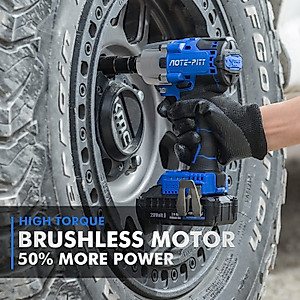 20V 370 Ft-lbs Brushless 1/2 Inch Impact Wrench Kit with 6 Sockets, 2Ah Battery, Charger, Bag