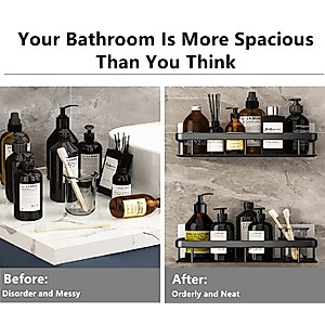 2 Pack Shower Caddy Shelf Organizer with 1 Soap Dish Holder Upgraded No Drilling Adhesive Wall Mounted Shower Caddy Basket Shelves Shower Storage Organizer Rack for Bathroom Kitchen (Matt Black)