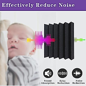 KTOESHEO 24 Pack Acoustic Panels,2" x 12" x 12"Sound Proof Foam Panels for Wall,Fireproof Absorbing Noise Cancelling Panels,to Absorb Noise and Eliminate Echoes. (12 purple+12 black)