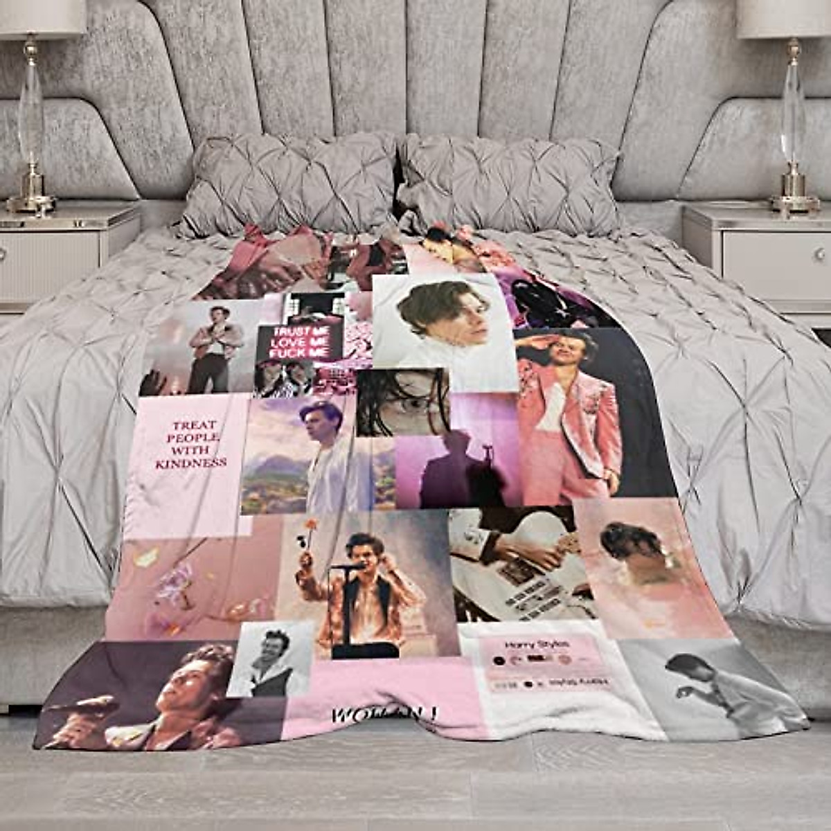 Singer Harry Throw Blanket Soft Cozy Style1 Lightweight Fluffy Microfiber Blankets All Season Fuzzy Plush Throw Blankets for Couch Sofa Bed 50"X40"