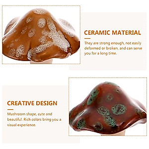 GANAZONO Glass Containers 4pcs Mushroom Ornament Vintage Ceramics Moss Mini Mushrooms