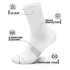 PAPLUS Compression Running Sock for Men and Women 3 Pairs, Cushioned Athletic Crew Socks with Arch Support