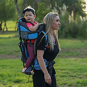 ClevrPlus Canyonero Camping Baby Backpack Hiking Kid Toddler Child Carrier with Stand and Sun Shade Visor, Blue