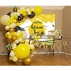Mocsicka Bee Backdrop for Baby Shower Boy Girl Sweet As Can Bee Gender Reveal Party Decoration A Sweet Little Honey Bee is on The Way Honeycomb Bumblebee Party BannerBackground (7x5ft (82x60 inch))