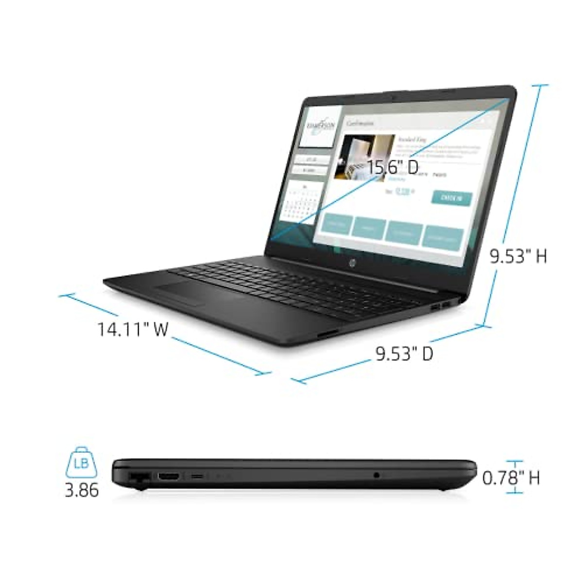 HP Laptop 15, 15.6" FHD Anti-Glare Screen, Celeron N4020 Processor, UHD Graphics, 4GB DDR4 RAM, 128GB SSD, Webcam, Type-C RJ-45 HDMI, Windows 10 in S
