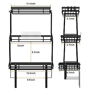 iSPECLE Over The Toilet Storage, 3 Tier Over Toilet Bathroom Organizer No Drilling Toilet Storage Easy to Install, Add Space for Small Bathroom, Black