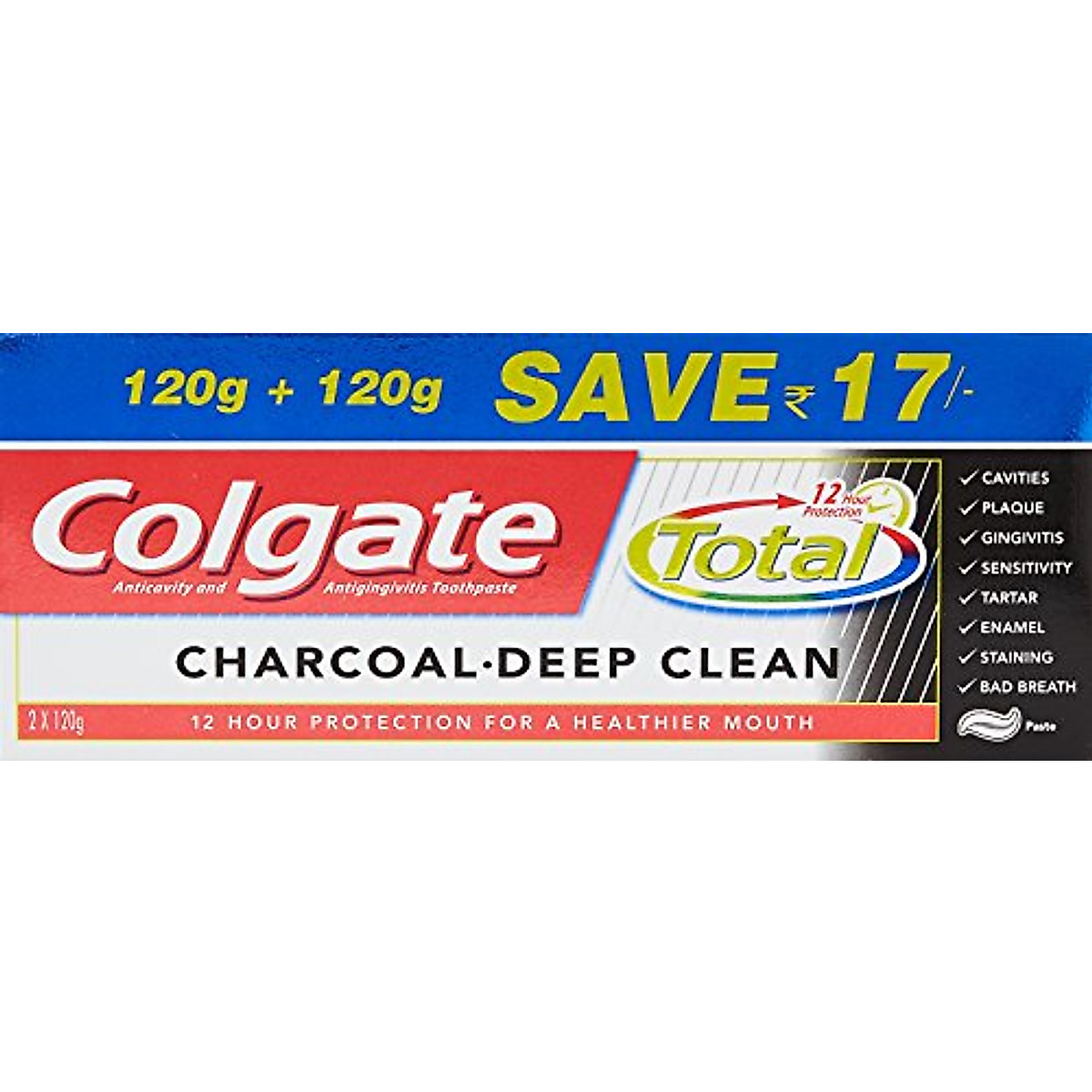 2 X Colgate Total Charcoal Toothpaste - 120 g x 2