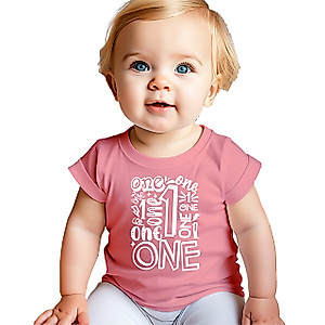 Olive Loves Apple First Birthday Terms Shirts for 1st Bday Outfit for Baby Boys and Girls White on Mauve Shirt 18 Months
