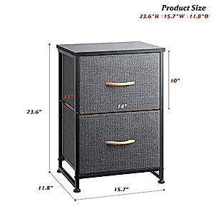 Nicehill Nightstand for Bedroom with Drawers, Small Dresser, Bedside Furniture, Night Stand End Table with Storage Drawers for Bedroom, Dark Grey