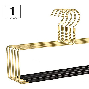 Quality Blanket Linen Hangers Wide Heavy Duty Hanger for Blankets, Table Cloths, - Nonslip Vinyl Coated Comforter Storage Hanger for Quilts, Sleeping Bags - for Closet Storage Solutions (Gold, 1)