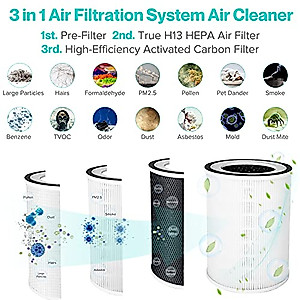 Air Purifiers for Home Bedroom Office, 20dB Quiet H13 True HEPA Filter Airpurifier, Air Cleaner Large Room, Remove 99.99% Dust Bacteria Viruses Smoke Mold Allergies Pet Hair Dander Pollen,WiFi Control