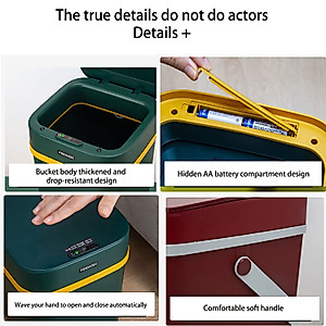 DWLOMHE Automatic Induction Trash, Home Smart Garbage Bin, Automatic Touchless Infrared Motion Sensor Trash Can Combo Set, Removable Liner Bucket with Handles, White