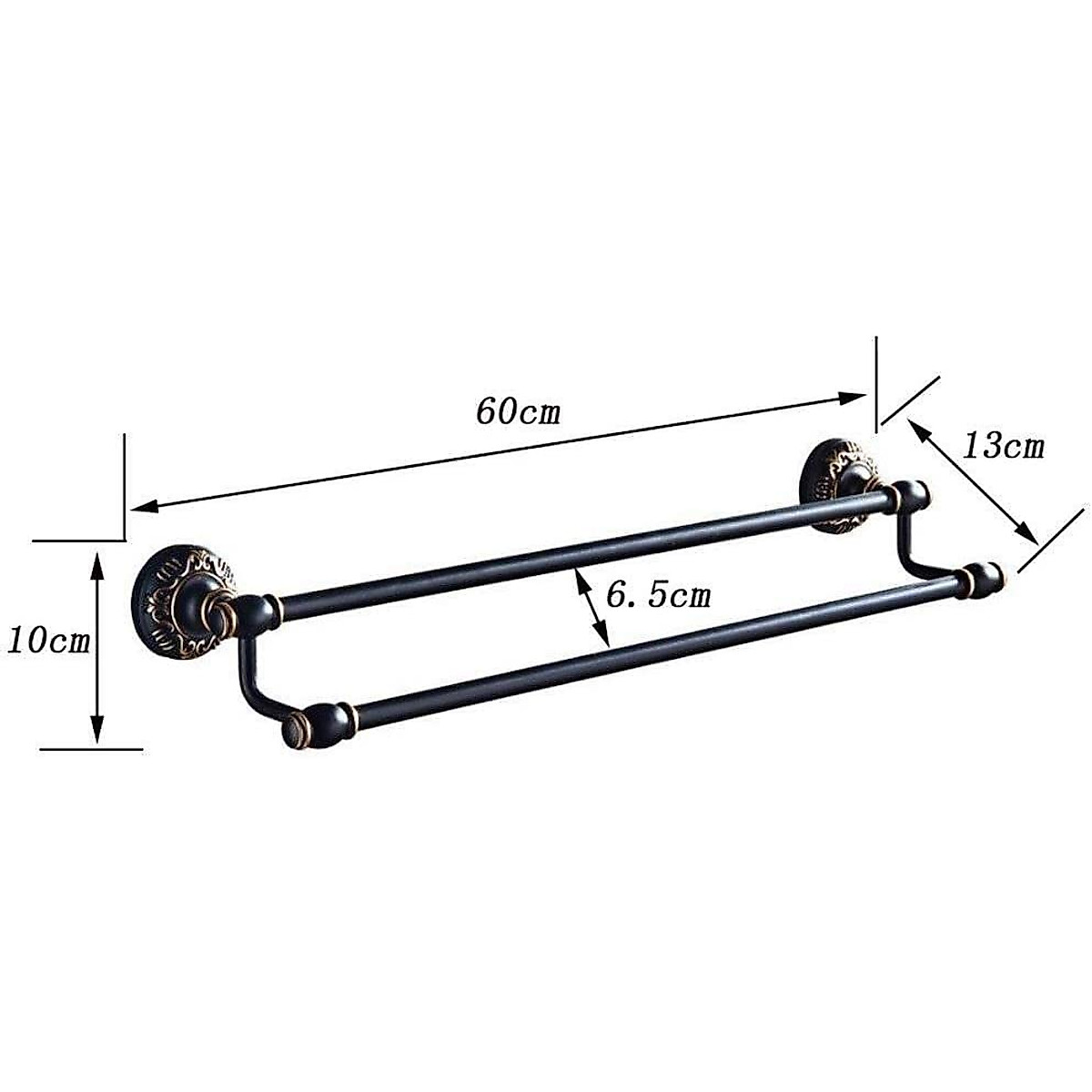 YXCNP Bathroom Double Bar Towel Holder, Wall Mounted Aluminum Bath Towel Rod Home Storage Kitchen Towel Rack Bath Towel Holder/Black