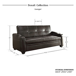 Lexicon Denali Futon Sofa Sleeper, Dark Brown