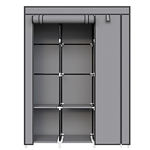 Portable Closet, Bedroom Wardrobe Closet for Hanging Clothes with Non-Woven Fabric Cover and Hanging Rods, Clothes Storage Organizer Rack Quick and Easy Assembly