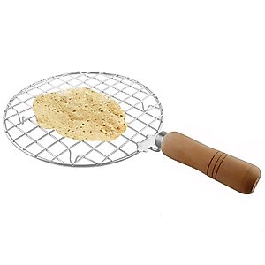 Satre Online And Marketing Stainless Steel Wire Roaster,Wooden Handle Round with Roasting Net,Roasting Net,Round Roasting Net,Papad Jali,Roti Jali,Roaster