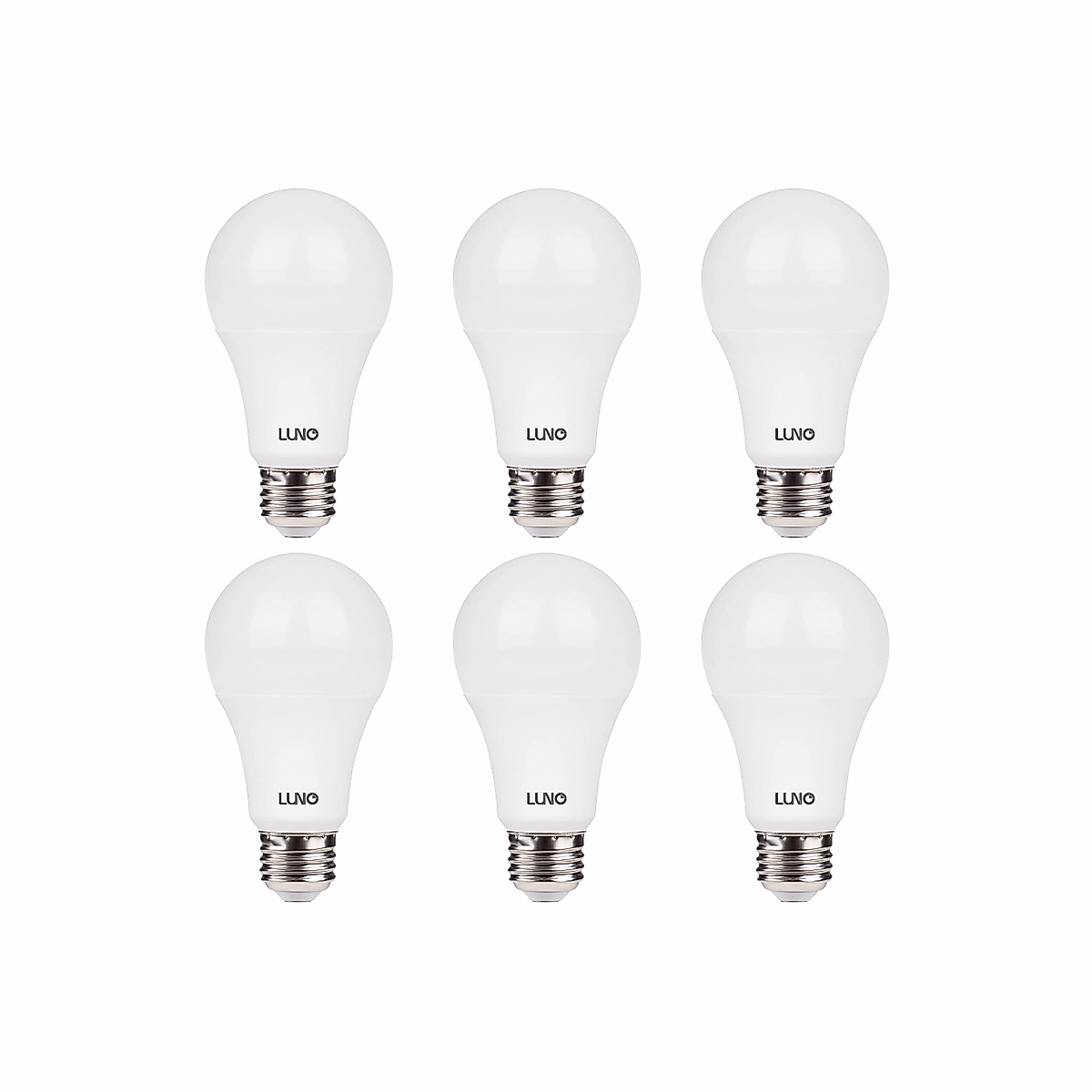 LUNO A19 Non-Dimmable LED Bulb, 14W (100W Equivalent), 1500 Lumens, 5000K (Daylight), Medium Base (E26), UL Certified (6-Pack)