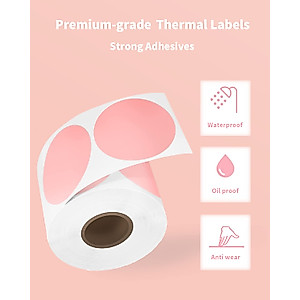 Phomemo 2" Pink Round Label Stickers Roll for 4X6 Thermal Label Printer for Small Business Supplies - 750pcs / Roll - Commercial Grade Thermal Labels for Custom Stickers Personalized & Business Logo