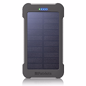 4Patriots Patriot Power Cell CX: Portable Solar Power Bank - Rechargeable External Battery with 3 USB Ports, 8,000 mAh Lithium Ion Battery, LED Flashlight, Great for Camping, Hiking or Emergencies