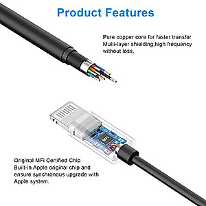 [Apple MFi Certified] Lightning to 30 Pin Adapter for iPhone, 8-Pin to 30 Pin Adapter with 3.5mm AUX Audio Cable Support Charging Docking Station, for iPhone 6s/6/6 Plus/SE/5s/5c/5/iPad/iPod (Black)