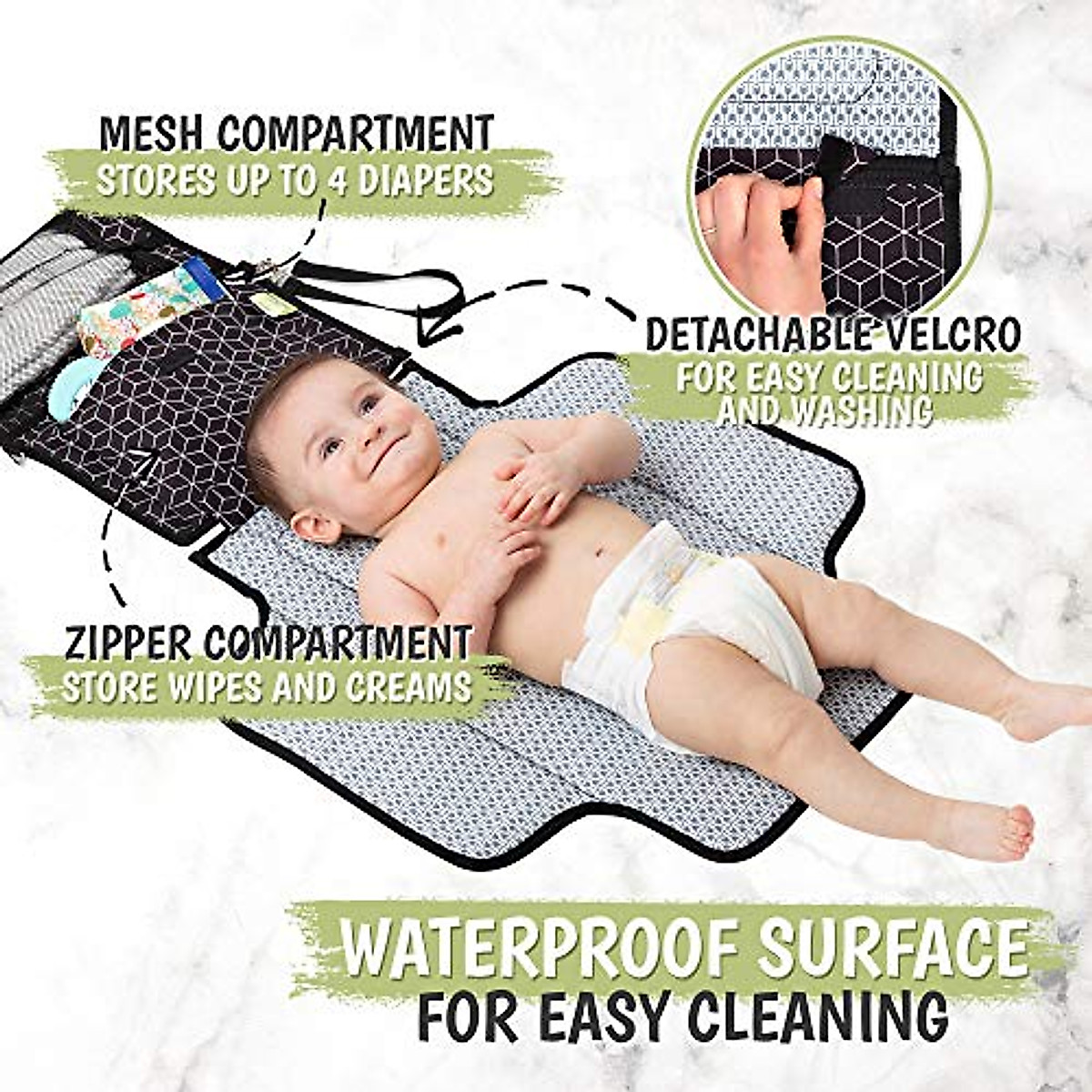 KeaBabies Baby Diaper Caddy Organizer and Portable Diaper Changing Pad - Large Baby Organizer - Waterproof Foldable Baby Changing Mat - Diaper Organizer For Changing Table - Diaper Changing Station