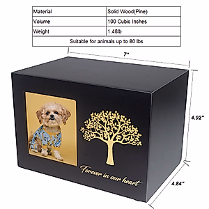 Amvnotia Pet Memorial Urns for Dogs or Cats Ashes, Large Wooden Dog Cremation Urns with Personalized Photo Frame, Dog Urn Keepsake Box with Ashes Bags, Loss Pet Remembrance Gift, Waterproof Face