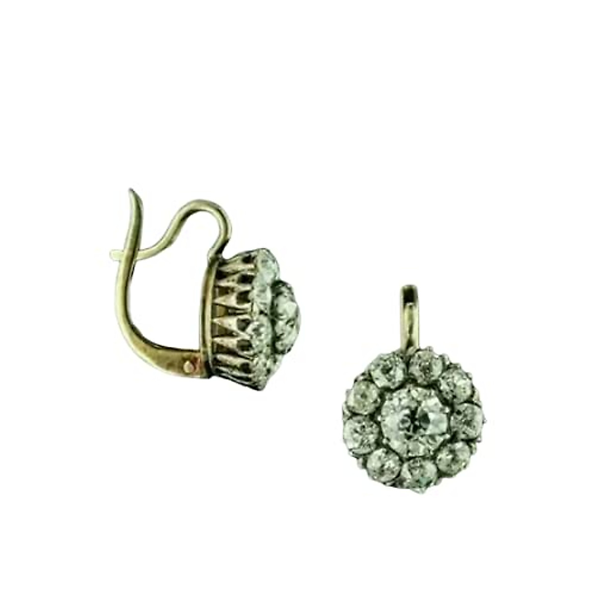 TISHYA JEWELLERS 2.0Ct Round Cut Diamond Antique Flower Drop/Dangle Earrings 14k Yellow Gold Over
