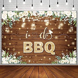 AIBIIN 7x5ft I Do BBQ Backdrop for Adults Men Women Couples Engagement Bridal Shower Boho Wedding Rustic Wooden Photography Background Baby Shower Birthday Party Decorations Banner Photo Booth Props