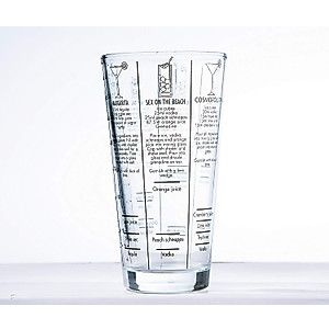 BAR DUDES 14 oz Boston Shaker Cocktail Shaker With Recipes Right On Mixing Glass - Stainless Steel Drink Shaker and Mixing Glass