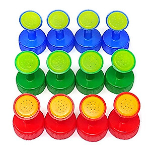 HONBAY 12PCS Plastic Bottle Cap Sprinklers Nozzles Bonsai Watering Spout Nozzle for Indoor Nursery Garden Plants (GB 28mm Caliber)