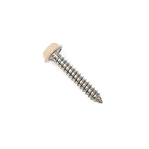 50 Piece #8 x 1 in. Stainless Steel Sheet Metal Screws, Tan Hex Washer Head Phillips Self Tapping Metal Screws in Convenient & Reusable Boxes